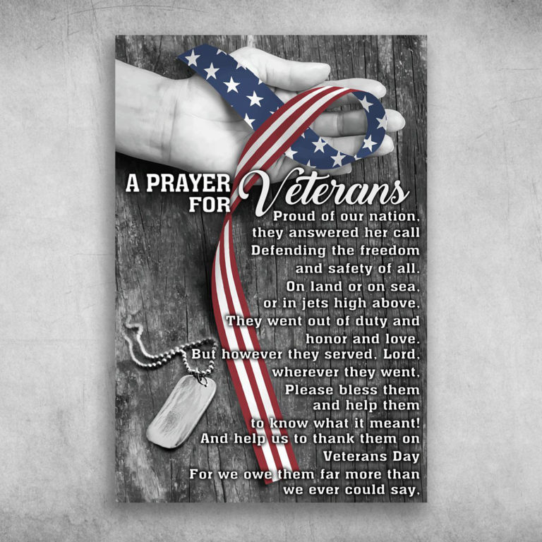 A Prayer For Veterans Proud Of Our Nation Canvas, Poster - FridayStuff