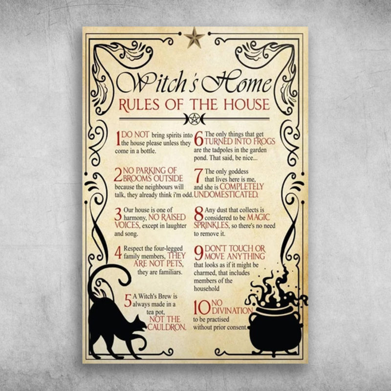 Witch's Home Rules Of The House No Divination Canvas, Poster - FridayStuff