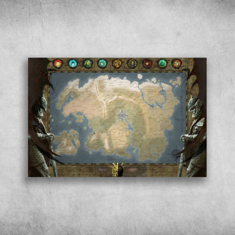 Geopolitical Map Of Tamriel Imperial City Canvas, Poster - FridayStuff
