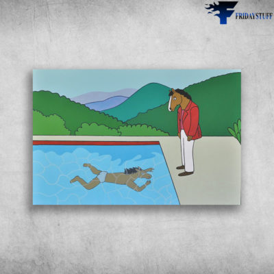 Bojack Horseman David Hockney He Watches He's Swimming Canvas, Poster ...