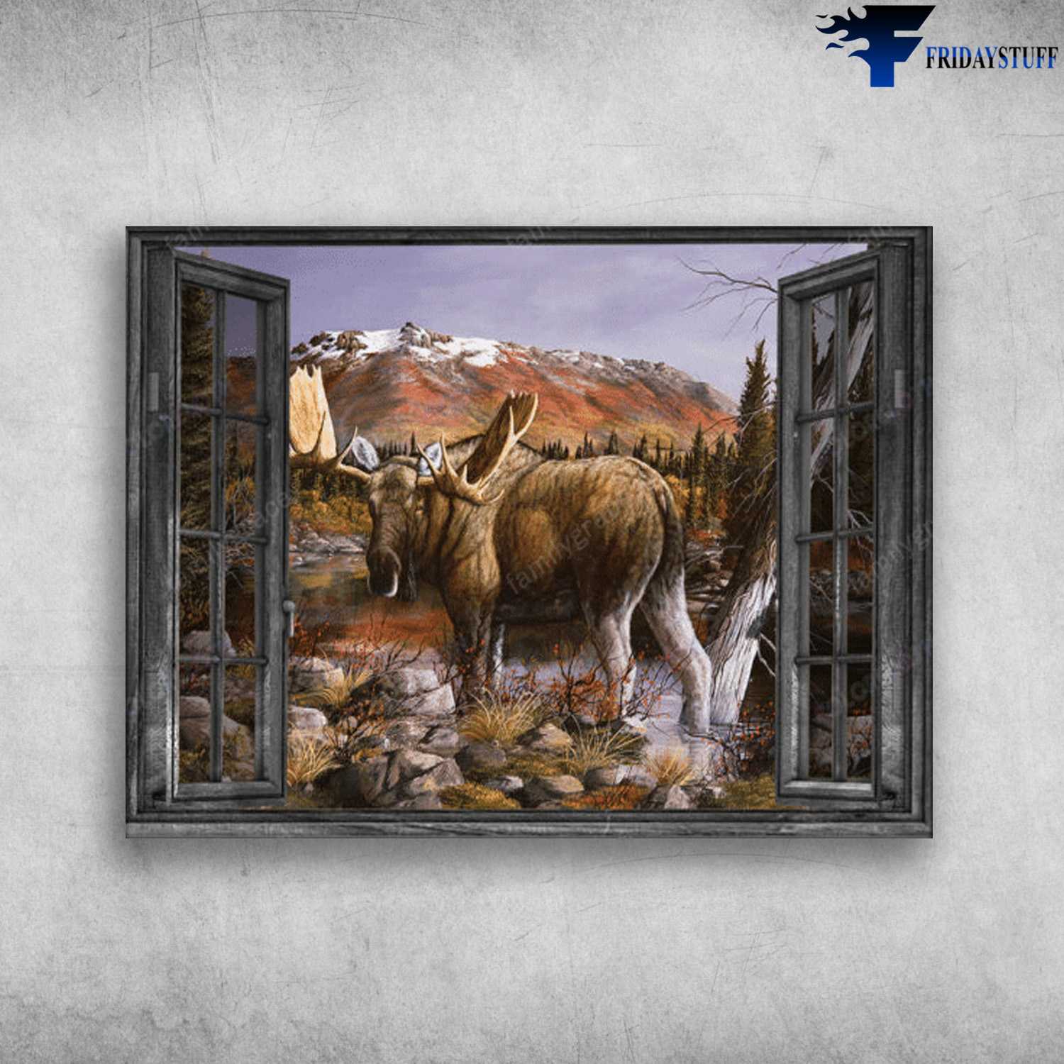 Reindeer Poster, Window Poster, Chritsmas Decor - FridayStuff