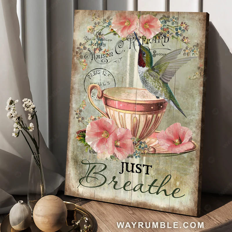 Just Breathe, Hummingbird Poster, Wall Decor - FridayStuff