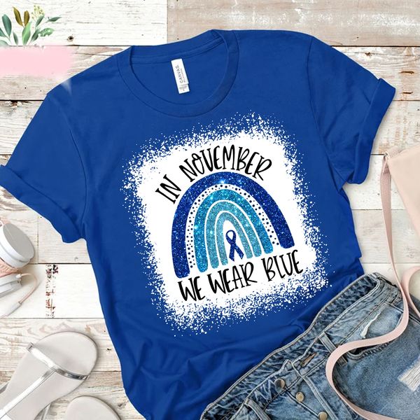 In November we wear blue diabetes awareness ribbon rainbow - FridayStuff