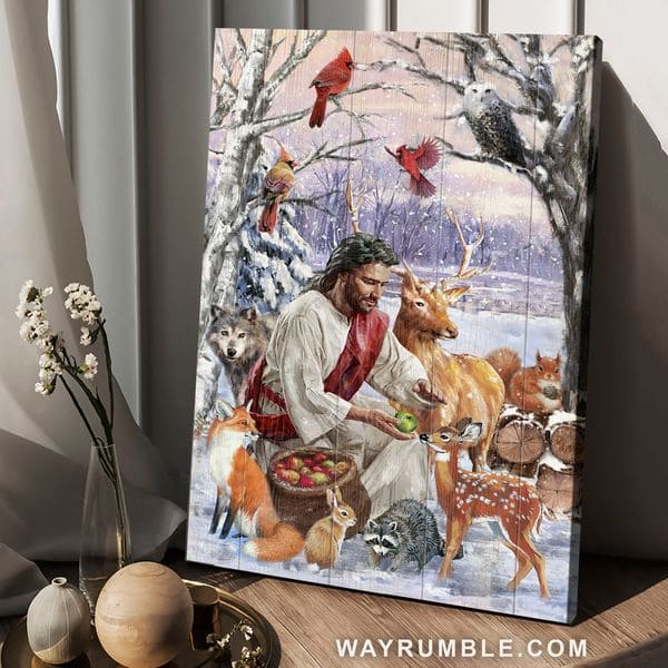 Jesus wild animals cardinal birds winter season - FridayStuff