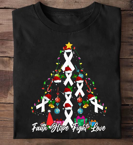 Faith hope fight love lung cancer awareness christmas xmas tshirt